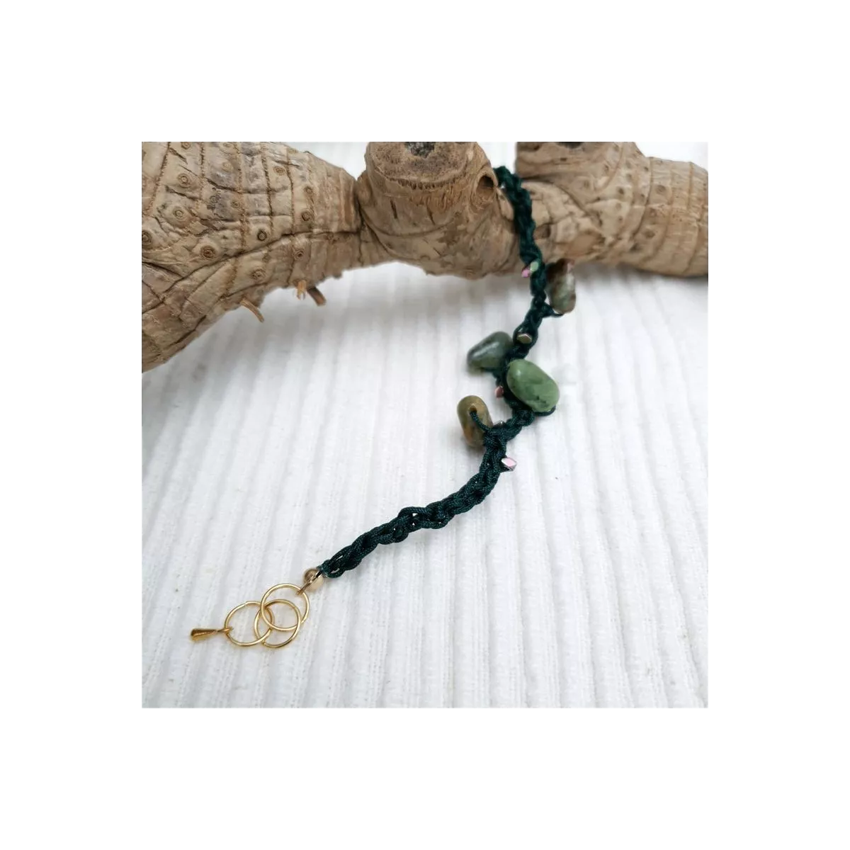Bracelet crochet pierres naturelles irrégulières | Bouly&Cailloux